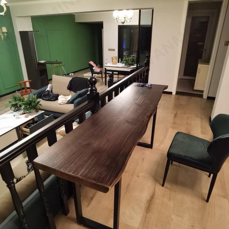 Solid Wood Bar Table Natural Wood Color Bar Counter Simple Modern ...