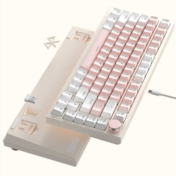 AK82 Wireless Mechanical Keyboard 3 Mode Connection RGB Light Effect 82 ...