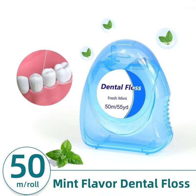 50m/box Mint Flavored Ultra-fine High Tensile Floss Portable Dental ...