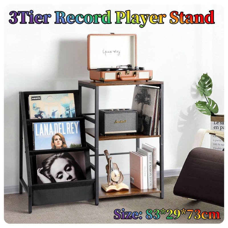 3Tier Record Player Stand/Magazine Newspaper Display Rack ...