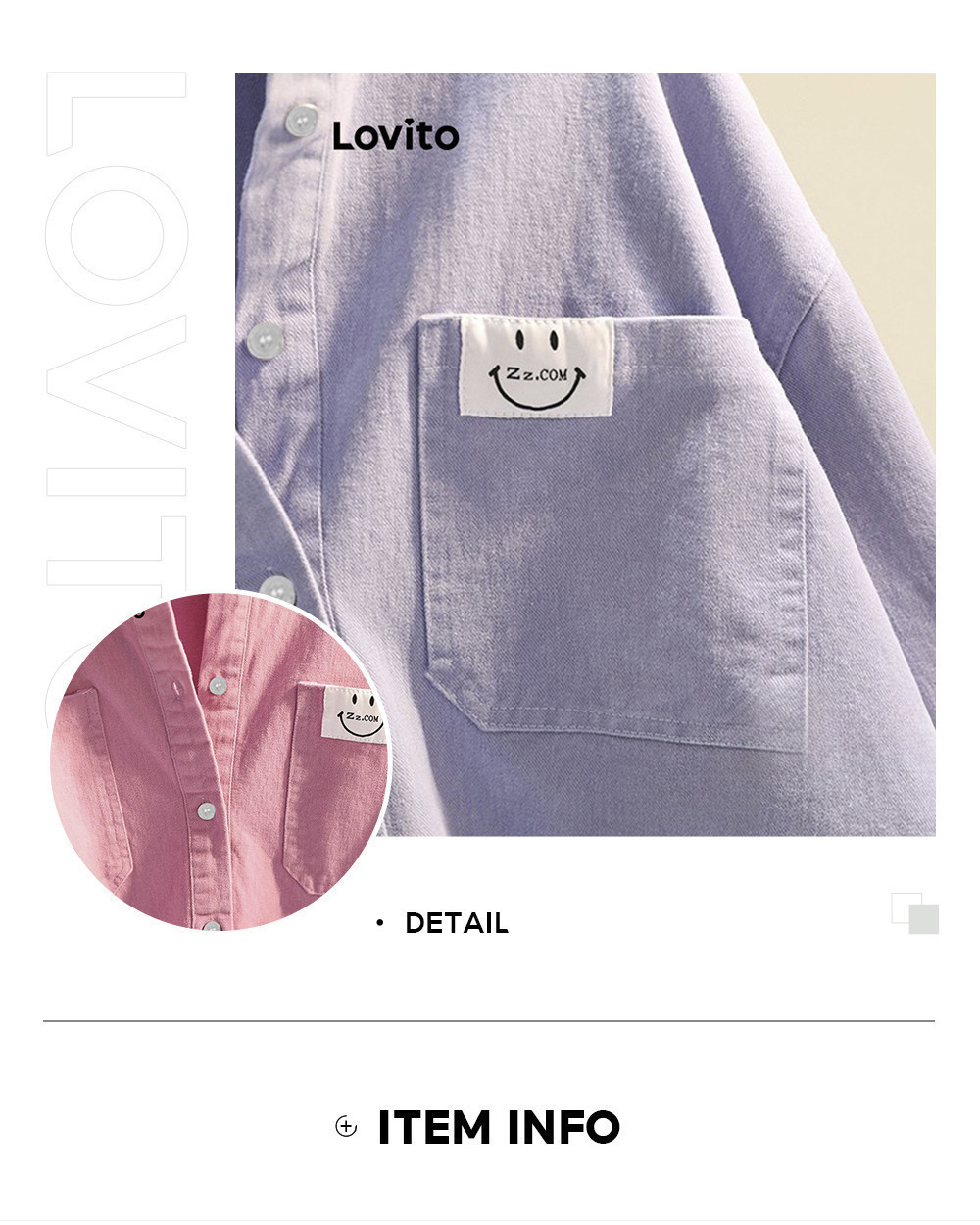 Lovito Casual Blouse Plain Button Front Pocket Blouse for Women ...