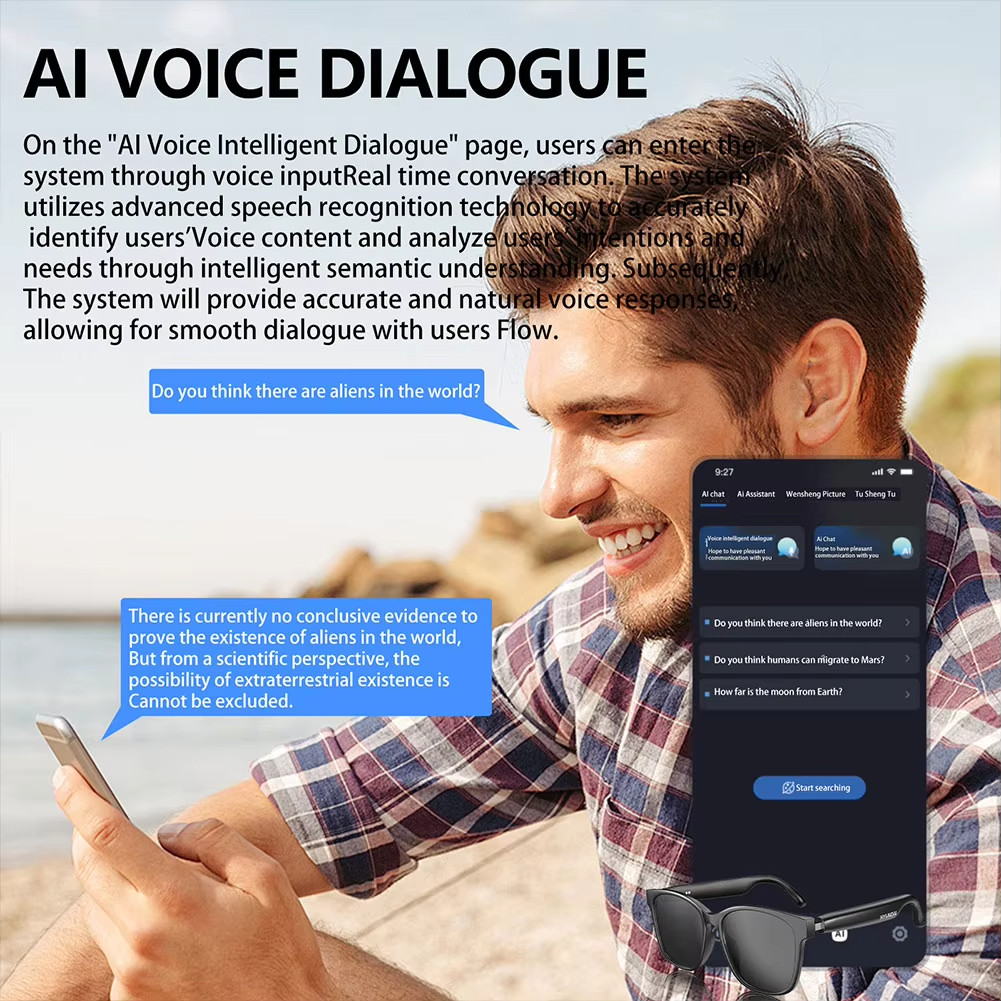 Smart Glasses AI Intelligent Translation Wireless Bluetooth Glasses ...