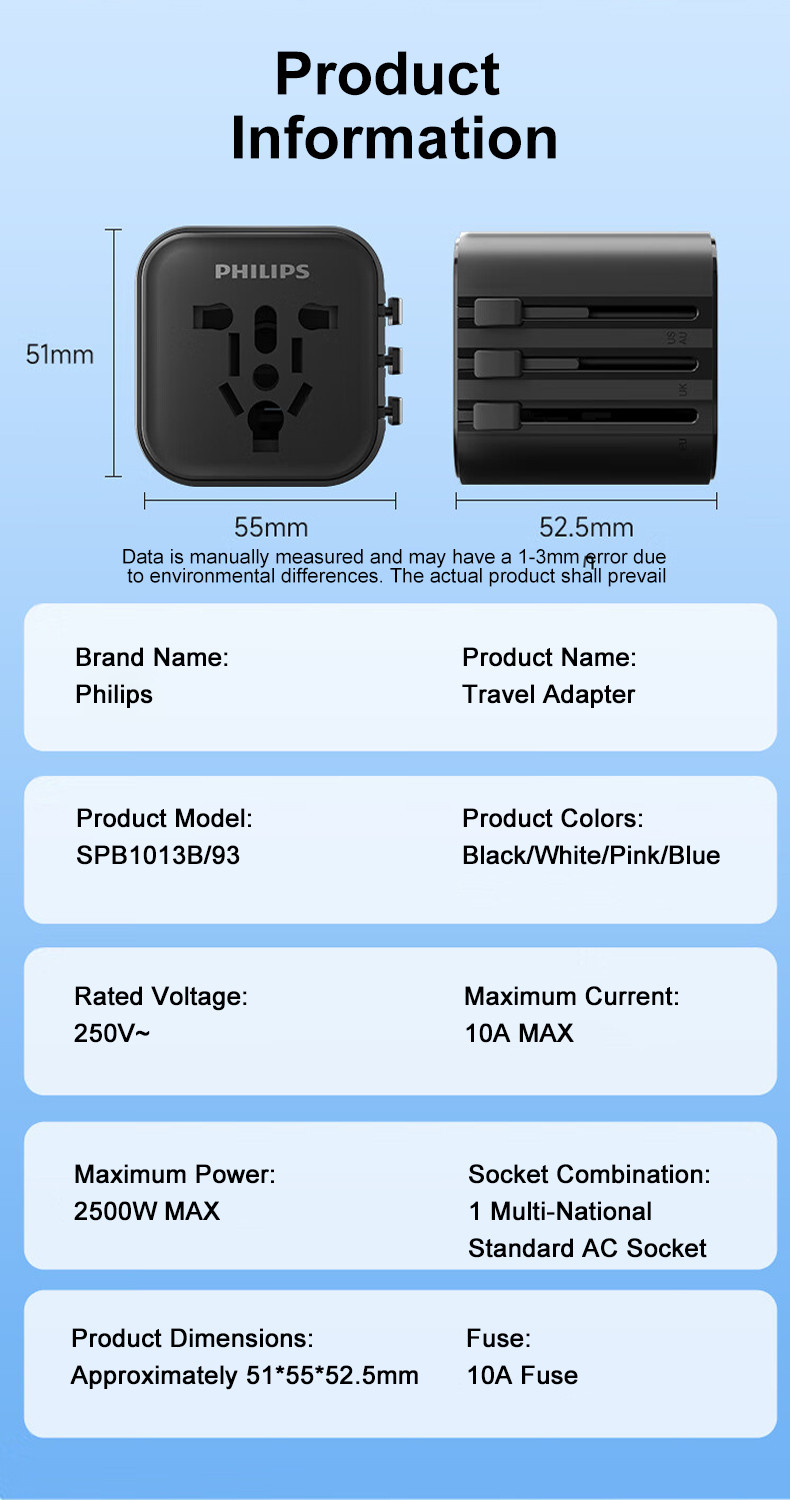 Philips Global Travel Adapter Overload Automatic Shutoff | Shopee Singapore
