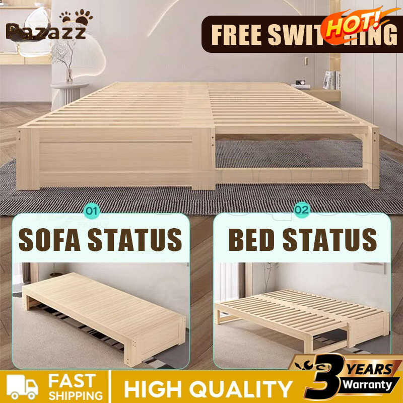 Solid Wood Extendable Sofa Bed Multifunctional Small House Folding ...