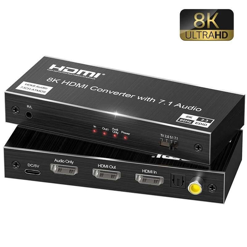 8K 60Hz HDMI Audio Extractor 4K 120Hz with HDMI 7.1CH+Optical SPDIF ...