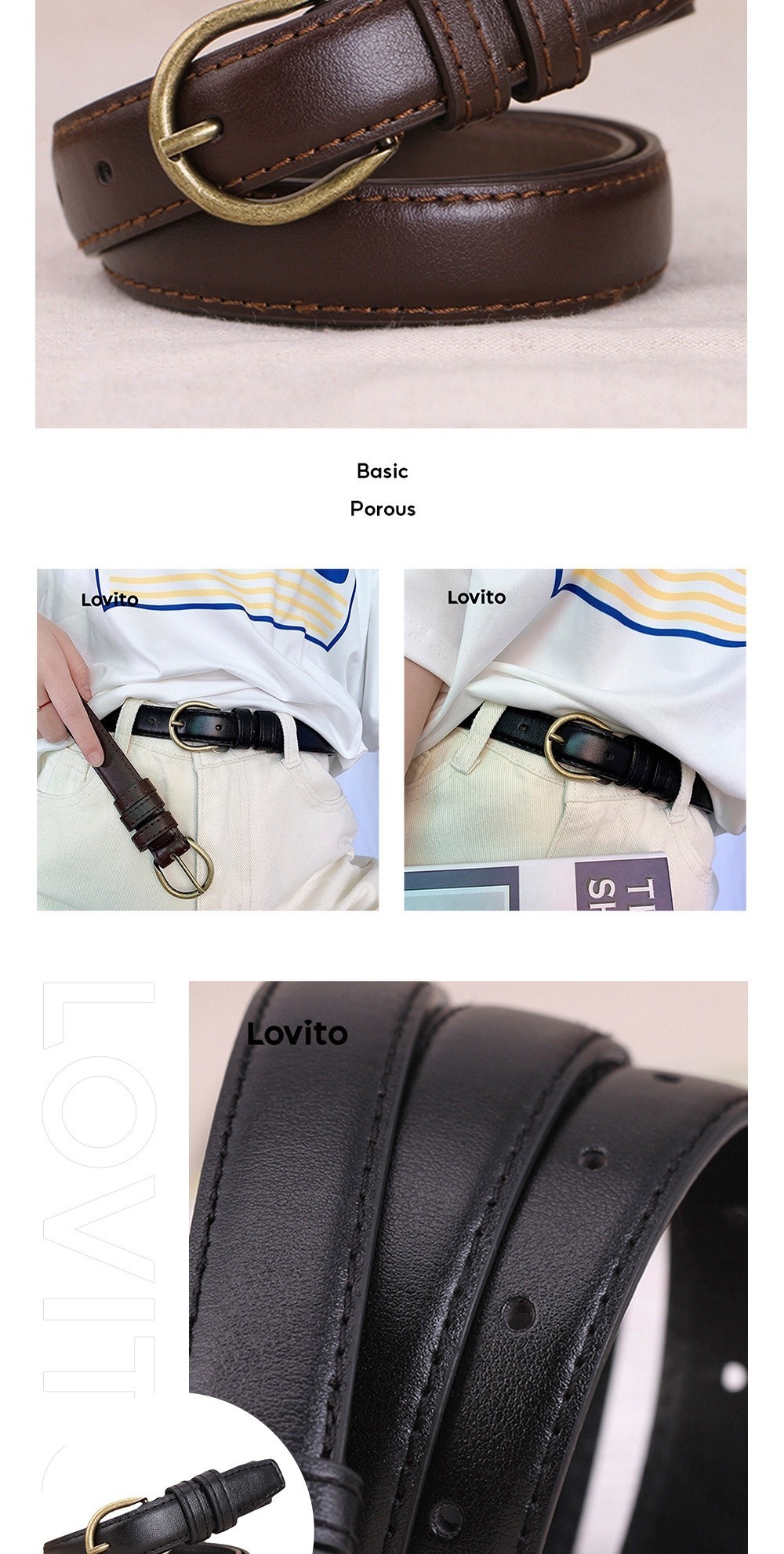 Lovito Casual Belt Plain Basic Porous Belt for Women L38ED011 | Shopee ...