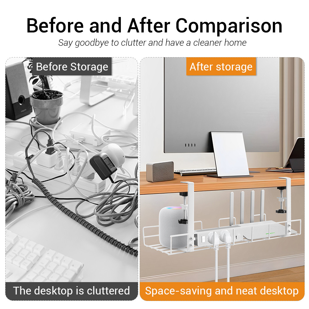 Under Table Wire Organizer Cable Manager Extension Holder Desktop ...