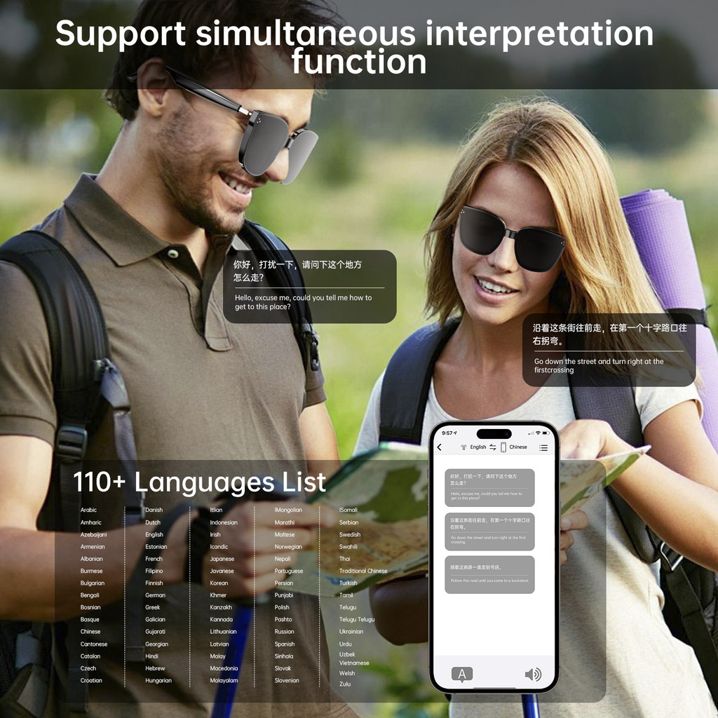 Smart Glasses AI Intelligent Translation Wireless Bluetooth Glasses ...