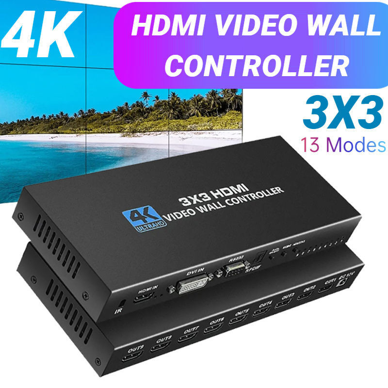 3X3 Video Wall Controller 4K HDMI DVI TV Wall Controller Processor 3x3 ...