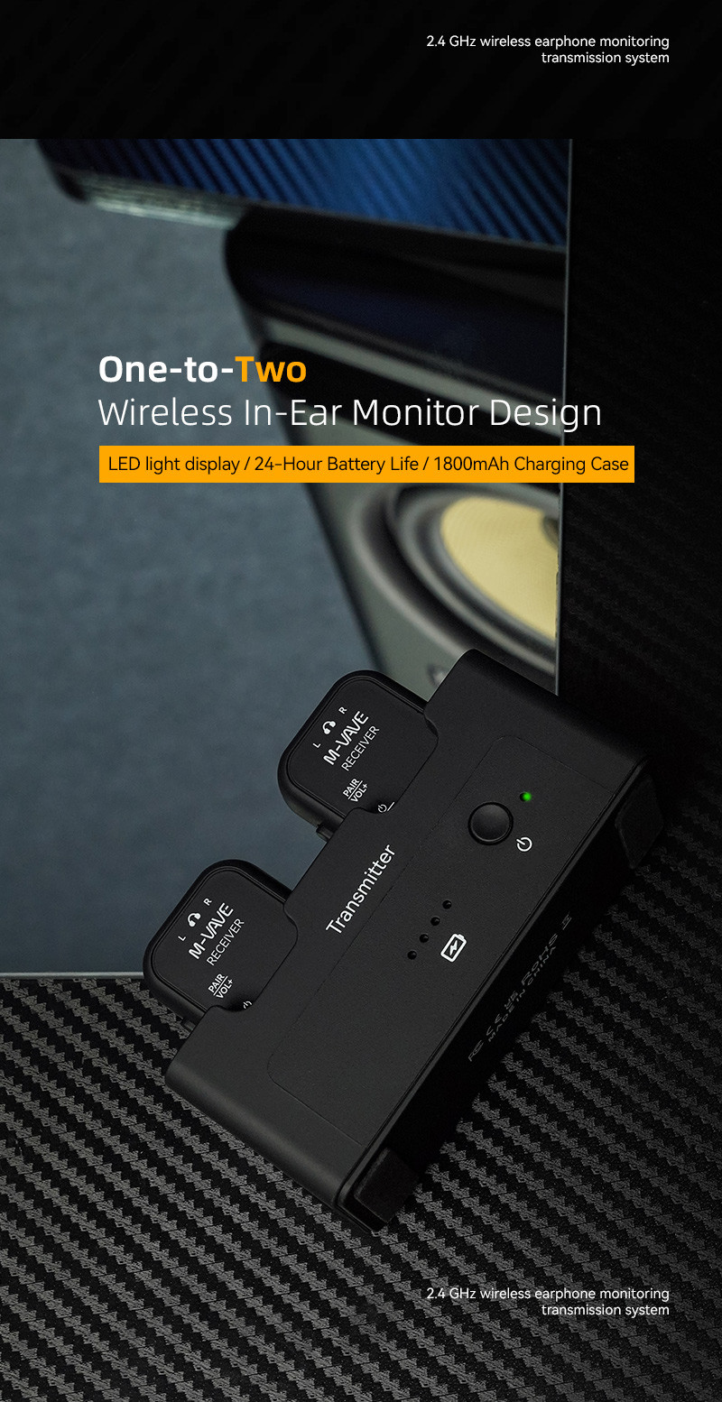 M-VAVE WP-12 Wireless Earphone Monitor System 2.4GHz 1T2R System w ...