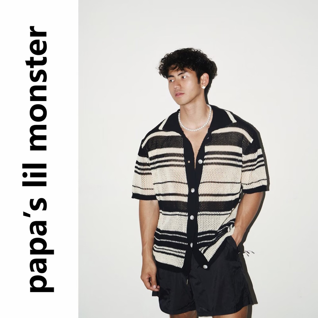 Summer Retro Casual Loose Street Wear Niche Striped Shirt | Shopee ...
