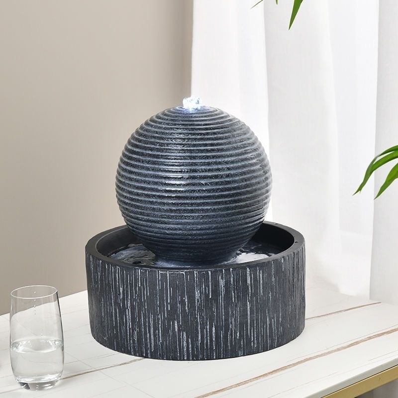 Water Fountain Decoration Table Top Desktop Water Features Fengshui LED ...