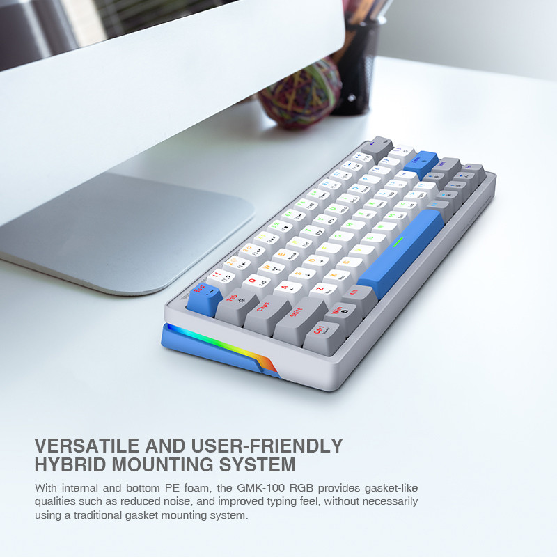 Armaggeddon GMK-100 RGB 3 Mode Gasket Hotswappable Mechanical Keyboard ...
