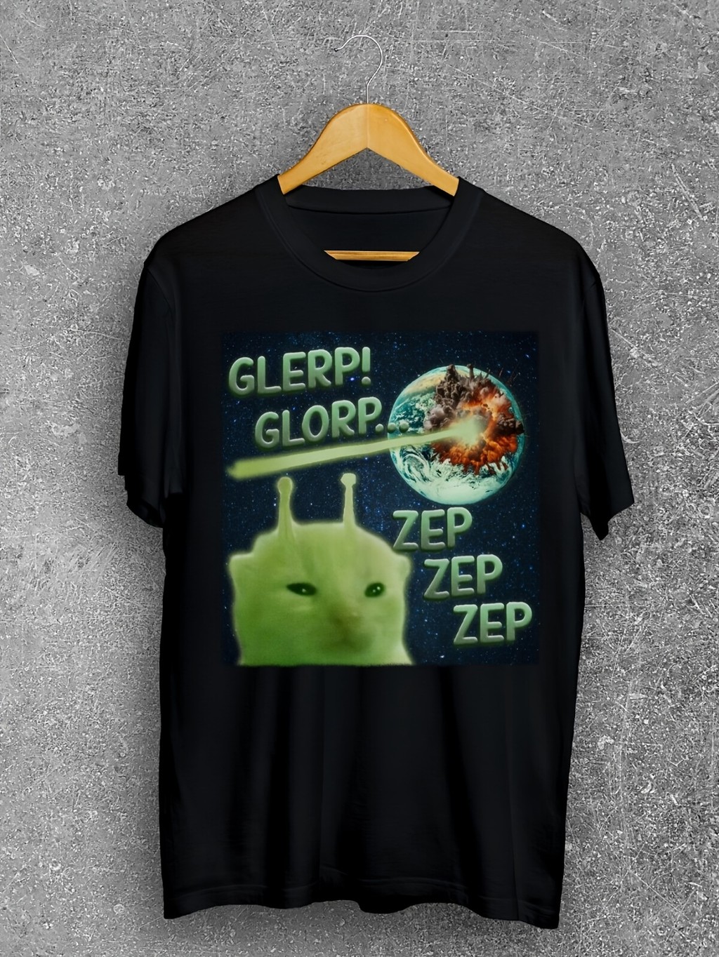 Glerp Glorp Funny Alien Cat Cat Meme Shirt Gift Silly Cats Brainrot T ...