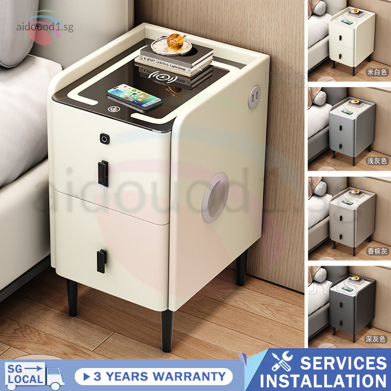 Ultra-Narrow Smart Bedside Table 25/30/35/40Cm Solid Wood No ...