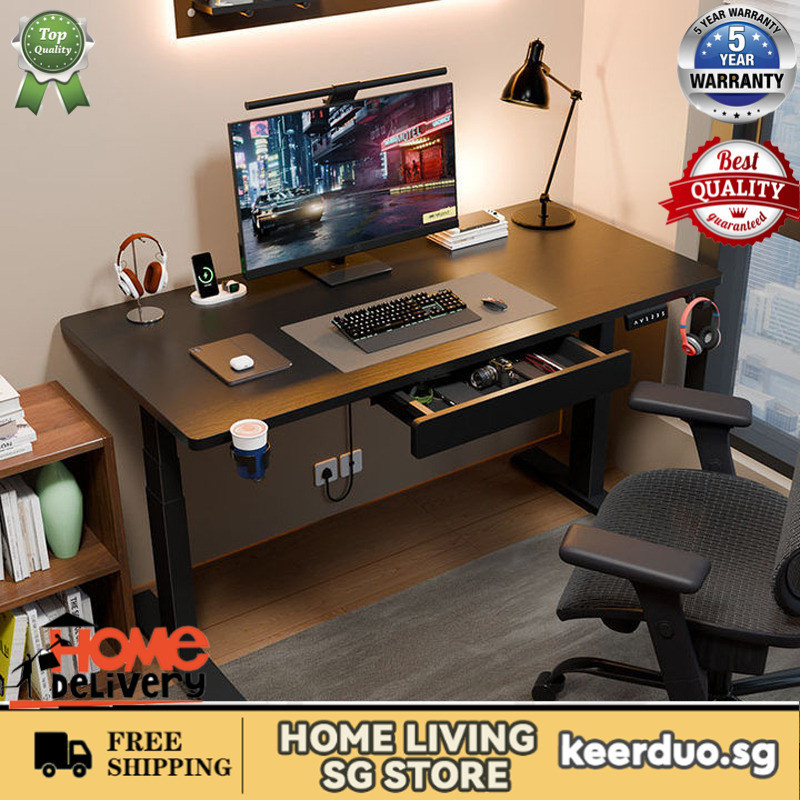 YOOK Electric Standing Desk With Drawers Adjustable Height Silent Motor ...