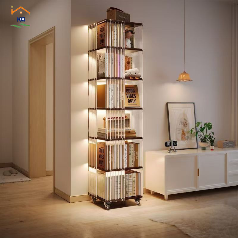 Ka Shelf Acrylic Multi Layer Bookshelf Cabinet Rotation Bookcase ...