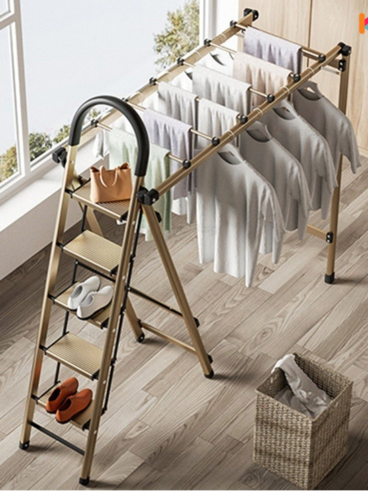 Clothes Hanger Ladder Foldable Step Stool Anti Slip Step Ladder No ...