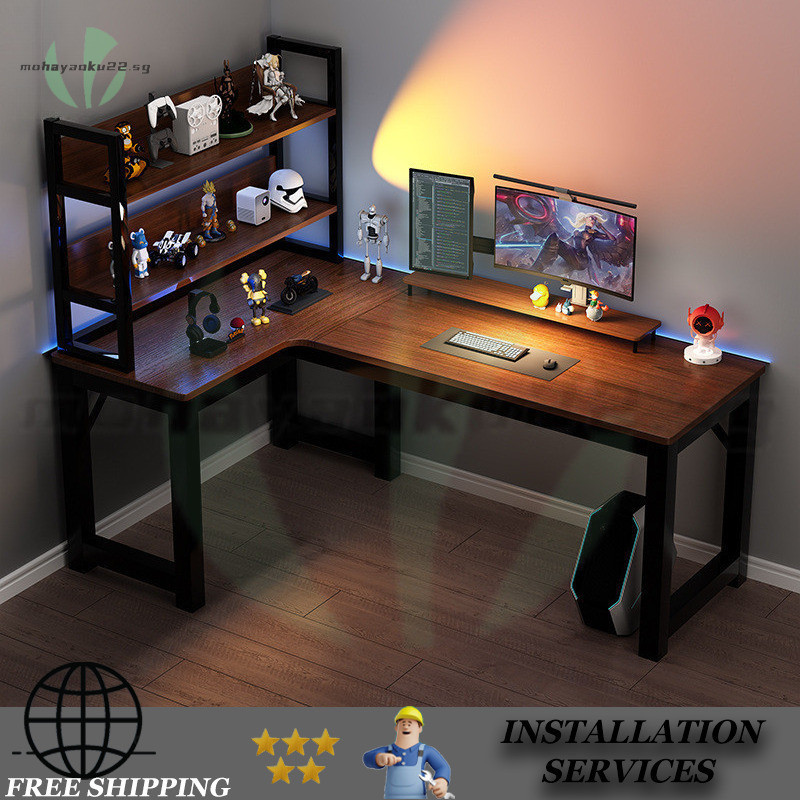 Study Table Corner L Shape Computer Gaming Carbon Fibre Office Desk ...