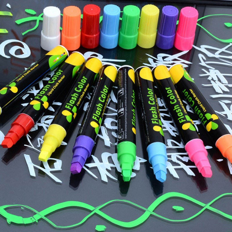 8 Color Highlighter Fluorescent Marker Pen / Erasable Liquid Chalk ...