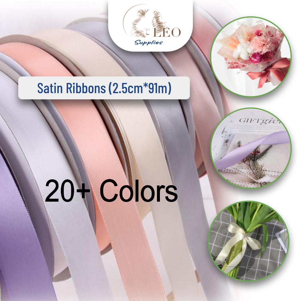 [SG Instock] 2.5cm 91m Satin Ribbon Flower Ribbon Gift Wrapping Tie ...