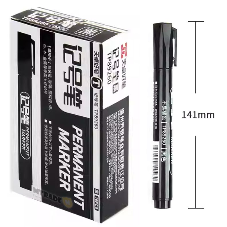 [10 Pcs/Box] Bullet Point Permanent Marker Black Ink TP89260 | Shopee ...