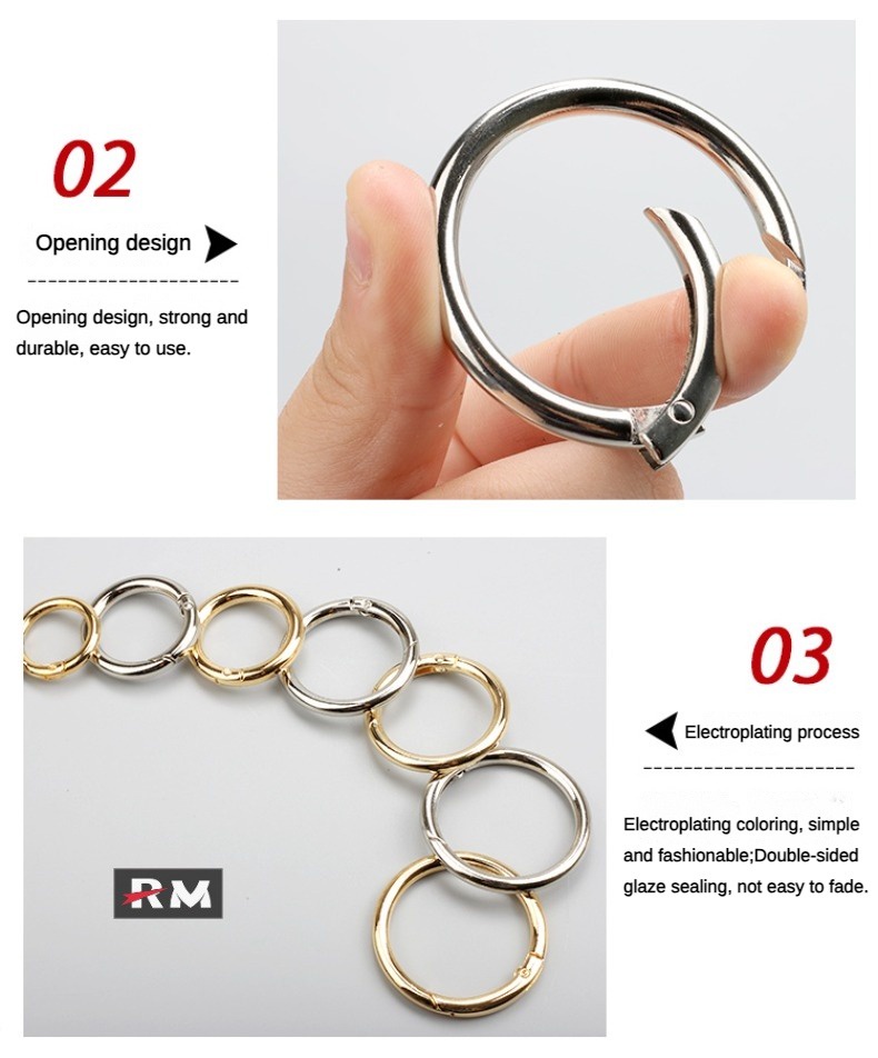 【5/10Pcs】Open O Ring Spring Buckle Zinc Alloy Spring Ring Key Ring ...