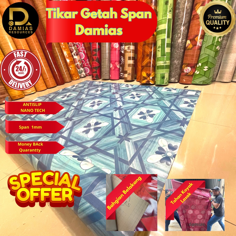 Tikar Getah Span (Size 1 Meter X 1.83 Meter Tebal 1mm) Span Rubber Mat ...