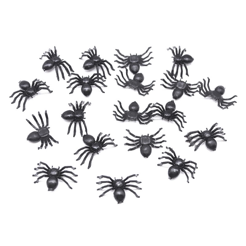 50Pcs/Pack Small Plastic Fake Spider Prank Toys Haunted House Prop ...