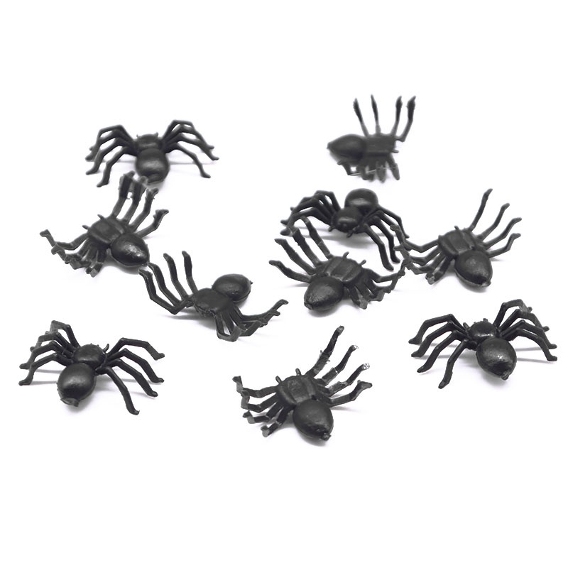 50Pcs/Pack Small Plastic Fake Spider Prank Toys Haunted House Prop ...