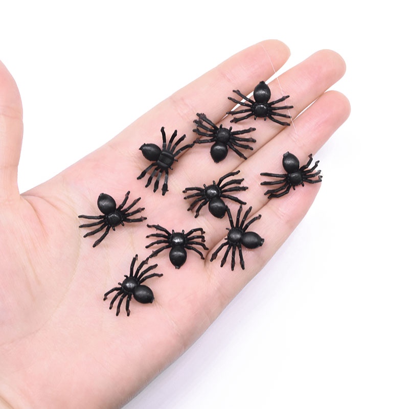 50Pcs/Pack Small Plastic Fake Spider Prank Toys Haunted House Prop ...