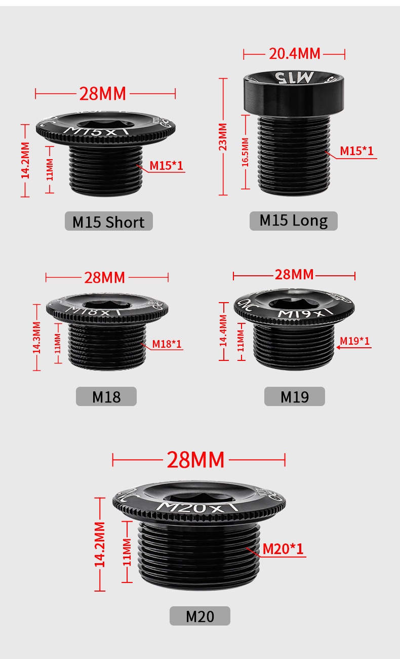 MTB Bike M15 M18 M19 M20 Cranks Screw CNC 7075 Aluminum Alloy Crankset ...