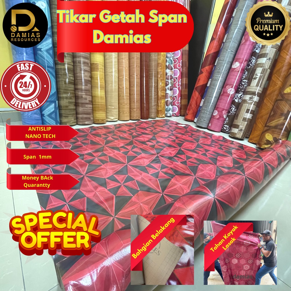 Tikar Getah Span FAIZUL DECO (Size 1 Meter X 1.83 Meter Tebal 1mm) Span ...