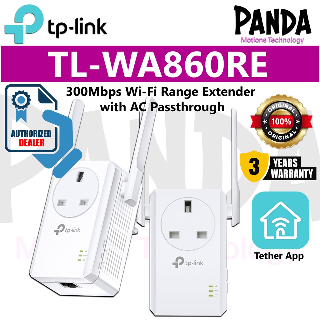 TP-Link 300Mbps Wi-Fi Range Extender with AC Passthrough (TL-WA860RE ...
