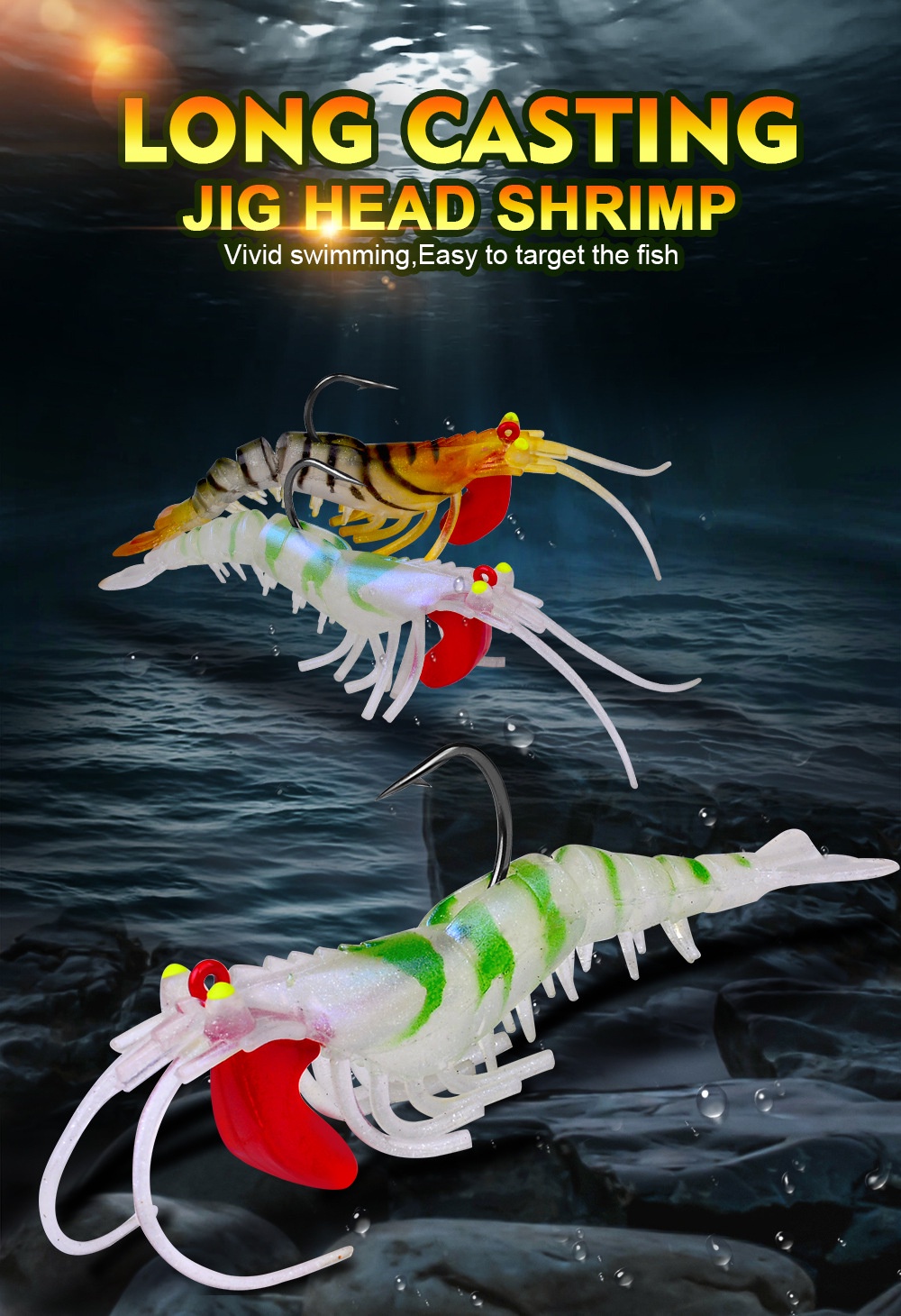 SHILIHUI 1PC Bionic Soft Shrimp Fishing Lure 6g-12.5g-18.5g Luminous Silicone Prawn Bait with ...