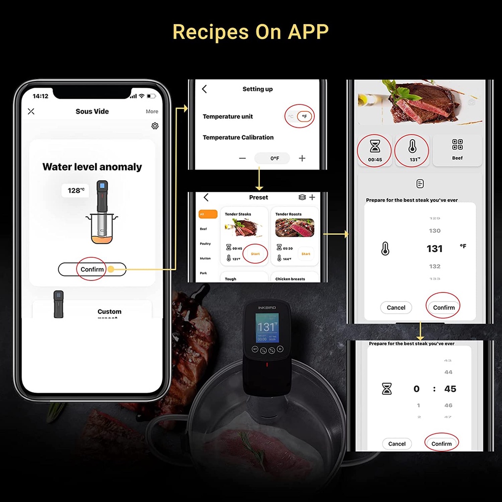INKBIRD WIFI Sous Vide Slow Cooker Precision Timer Free App Smart WiFi IPX7 Waterproof Thermal ...