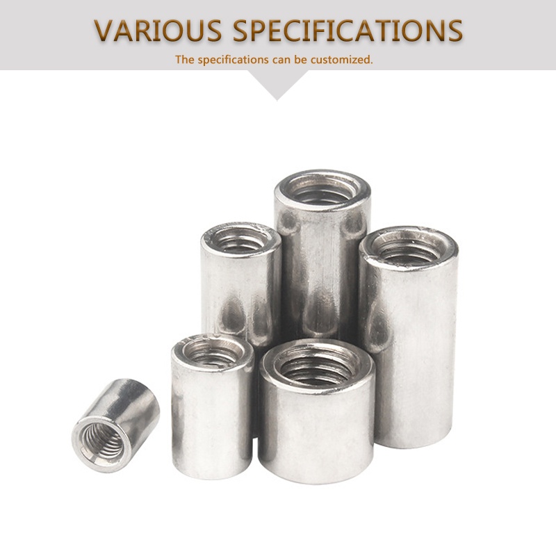 M5 M6 304 Stainless Steel Round Coupling Nuts Extend Long Lead Screw ...