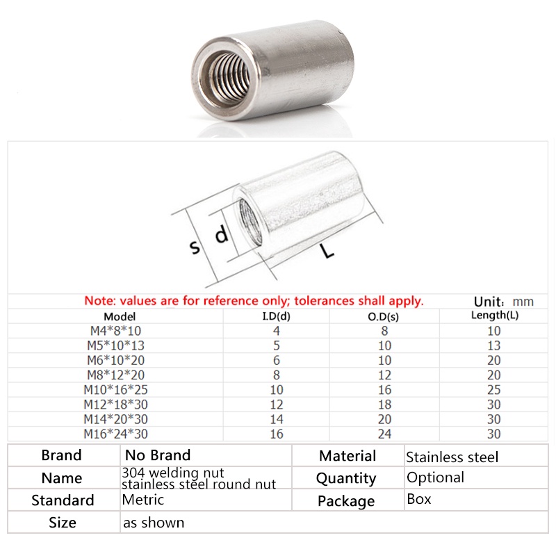 M5 M6 304 Stainless Steel Round Coupling Nuts Extend Long Lead Screw ...