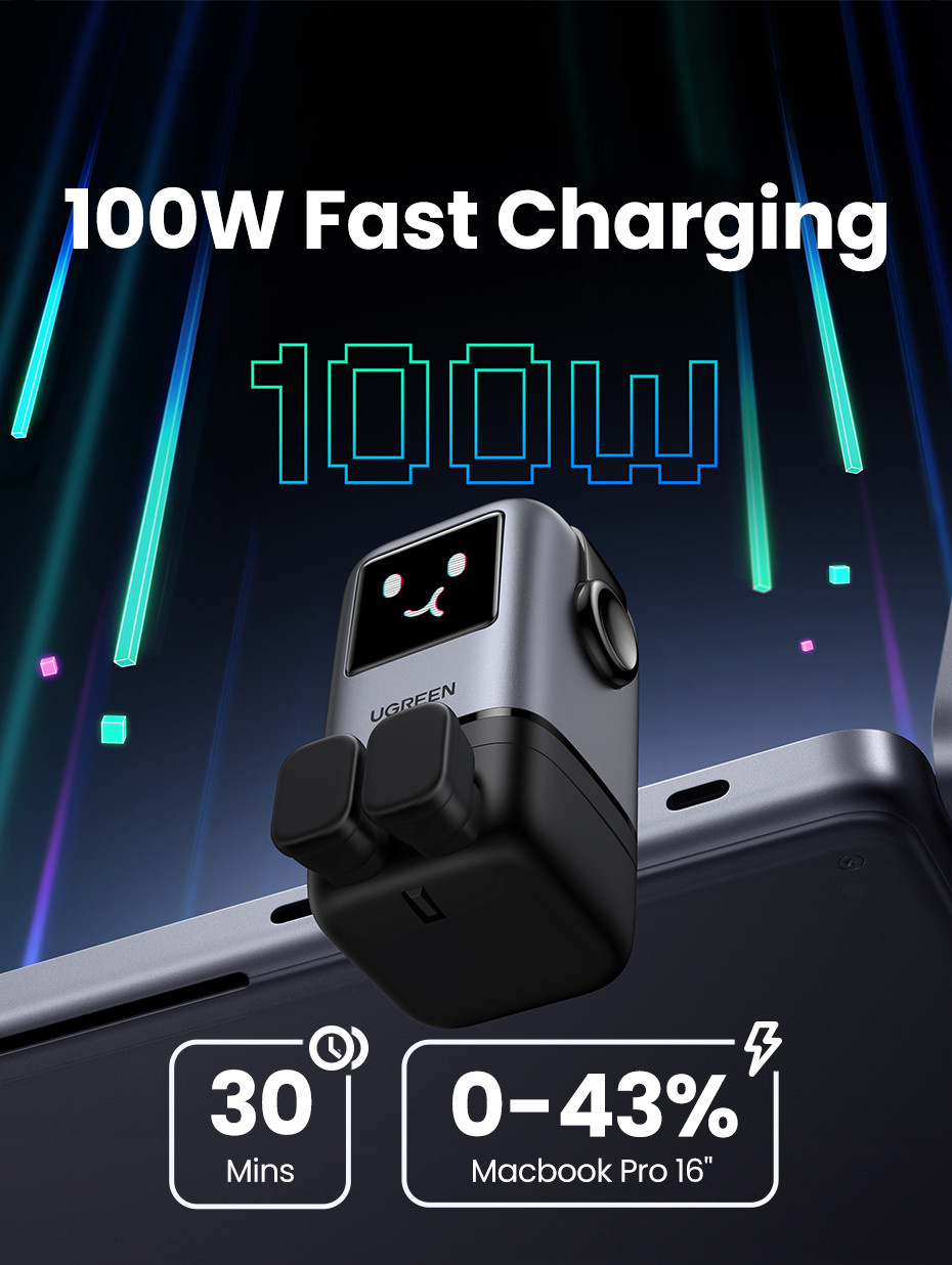 UGREEN Uno Charger 100W RobotGaN Charger 3 USB C 1 USB A Wall Charger ...