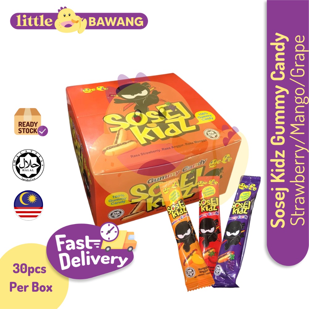 QeQe Sosej Kidz Gummy Candy Assorted Flavour 30pcs per box | Shopee ...