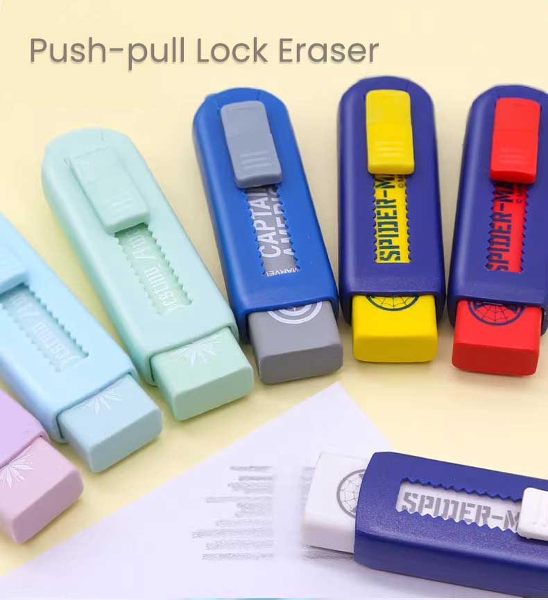 Disney Push-Pull Spiderman Pencil Erasers Cartoon Portable Rubber ...