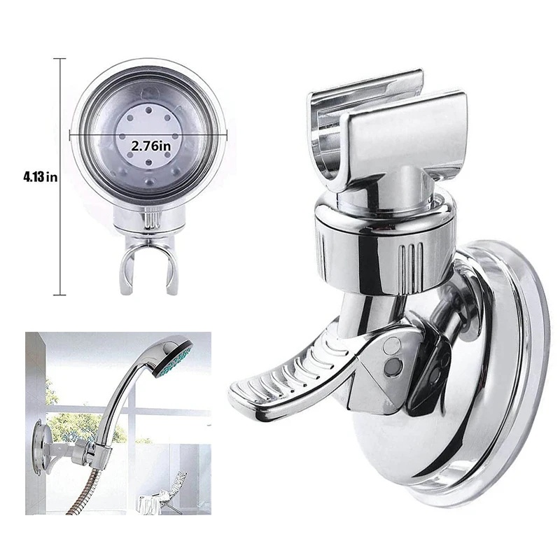 Adjustable Shower Head Rack - Bathroom Nozzle Fixed Base - Chrome ...