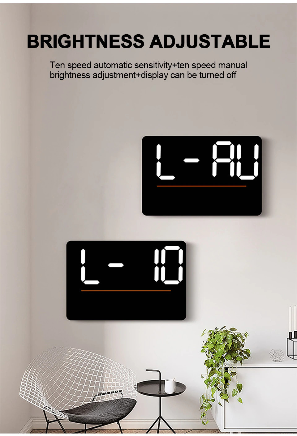 Rectangle LED Screen Alarm Clock Temperature Humidity Week Date Digital Display Wall Clock ...