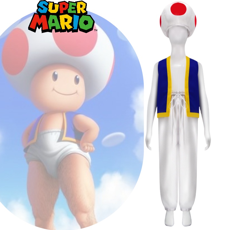 Game Super Mario Toad Cosplay Costume Outfits Mushroom Hat Halloween ...