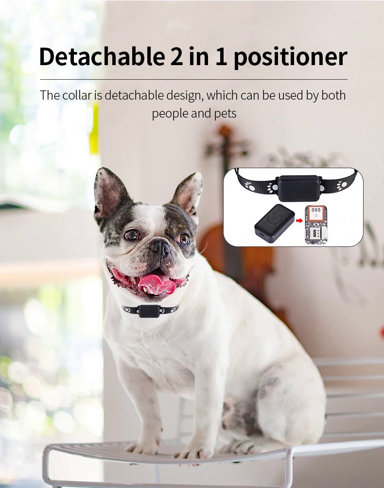 Pet GPS Tracker Waterproof Location Adjustable Collar GSM AGPS LBS Wifi Real-Time Call Remote ...
