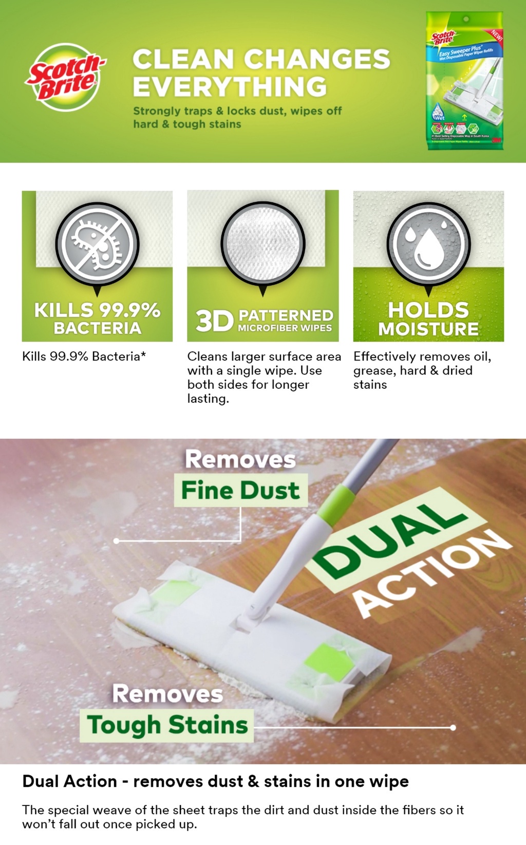 3M™ Scotch-Brite™ Easy Sweeper Plus Mop Wet Disposable Paper Wiper ...