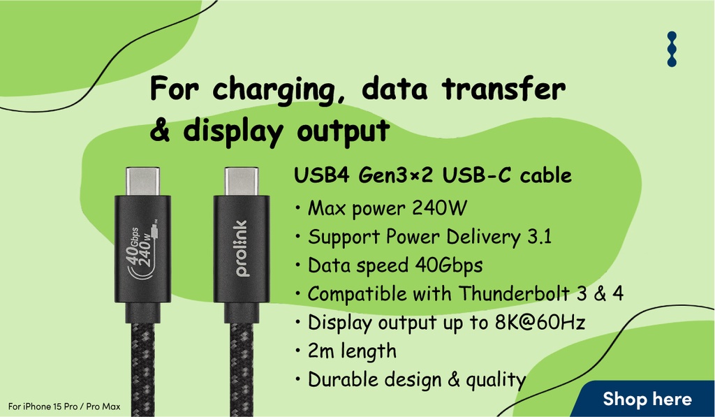 Prolink 240W PD3.1 USB4 Gen 3x2 40Gbps 8K 60Hz Cable - Compatible ...