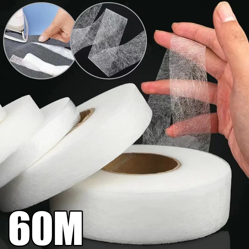 60M Double-sided Iron-On Fabric Fusing Tape / 1.0/1.5/2.0/2.5/3.0cm ...