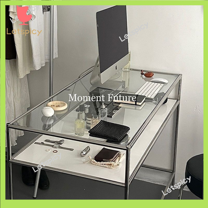 Metal Glass Office Desk Desk Organiser Computer Table Standing Desk ...