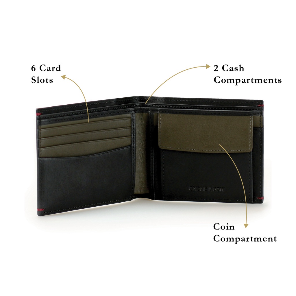 GNOME & BOW Musketeer 2-Tone Coin Pouch Bifold Wallet Men (100% Genuine ...